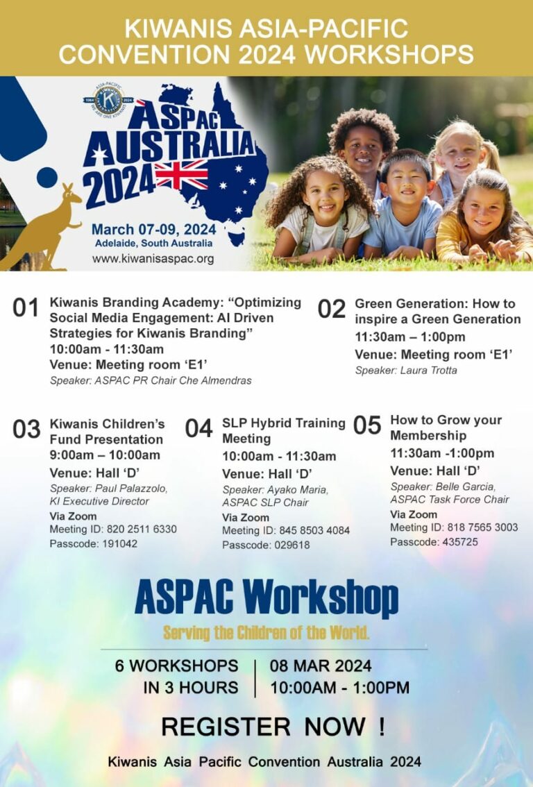 ASPAC Workshops 2024 | REGISTER NOW! - Kiwanis Asia-Pacific Region